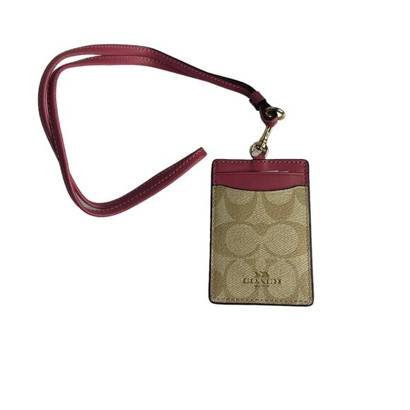 Coach | Bags | Coach Id Lanyard In Signature Canvas Light Khaki Rouge ...